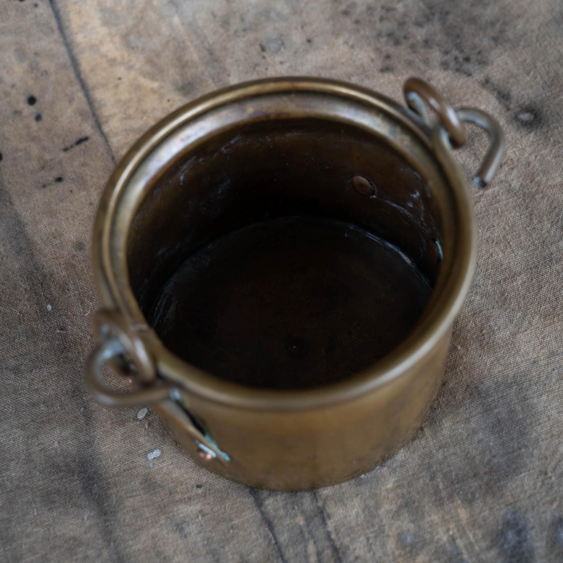 Brass Cauldron With Handle - Antique Offering Spell Pot - Rustic Small ...