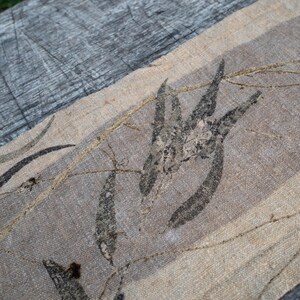 Rustic Linen Tea Runner - Tea Mat Hand Dyed With Plants - Earthy Leafy ...