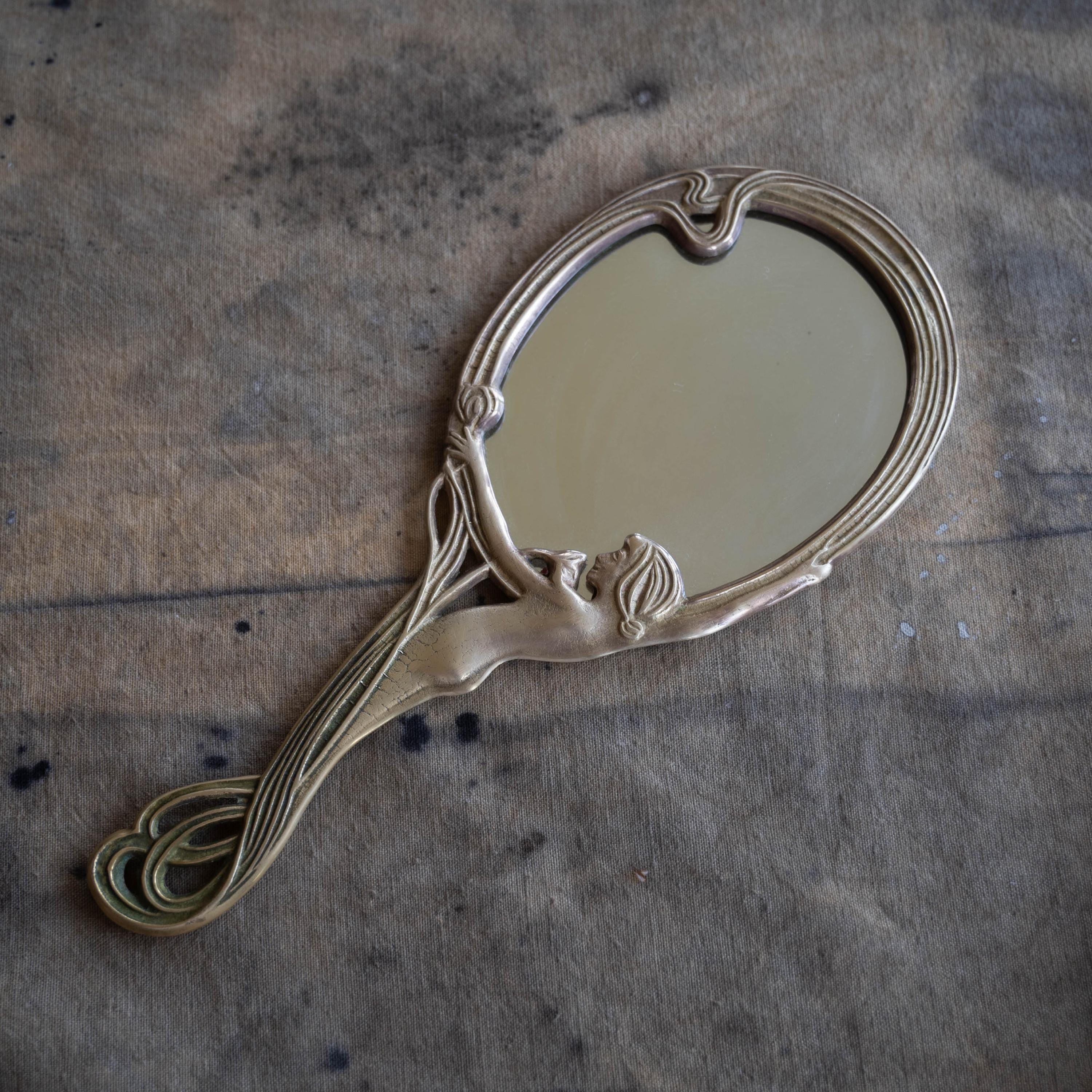 Art Nouveau Hand Mirror French Hand Mirror Brass Vanity Mirror - Etsy