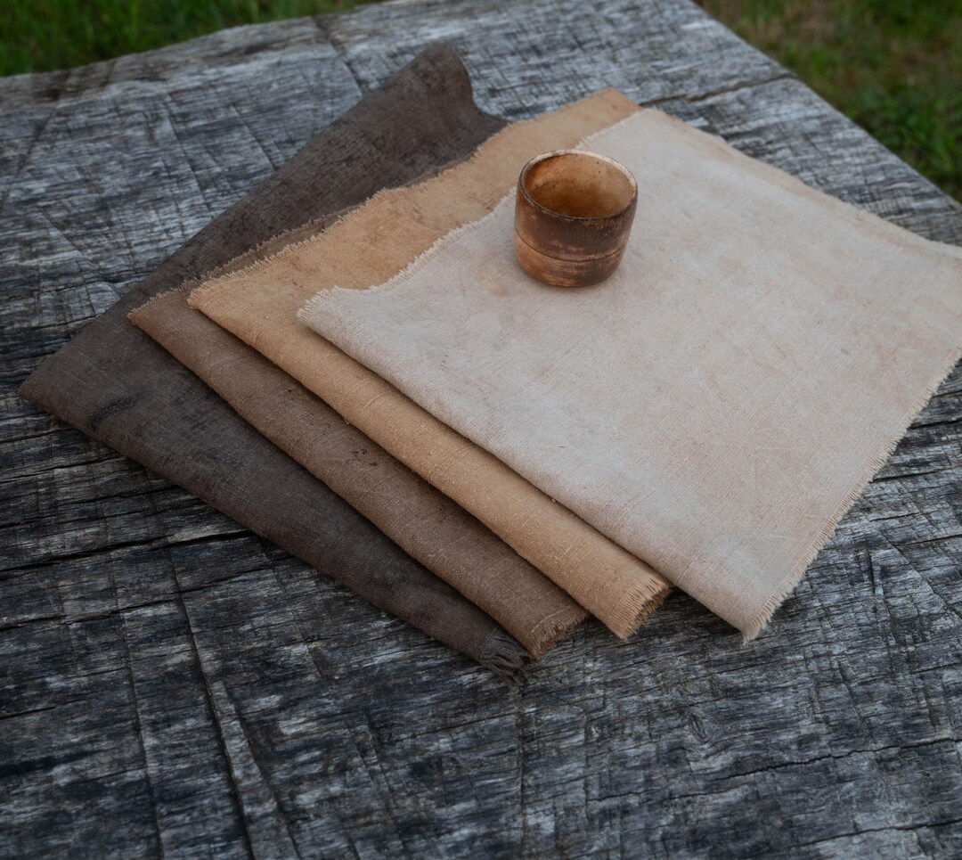 Tea Dyed Chabu Linen Tea Runner Ceremonial Tea Mat Naturally Dyed Altar ...