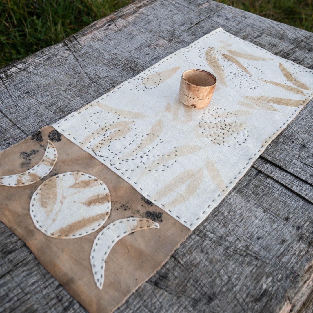 Triple Moon Altar Cloth Goddess Mystical Botanical Tarot Cloth Earthy ...