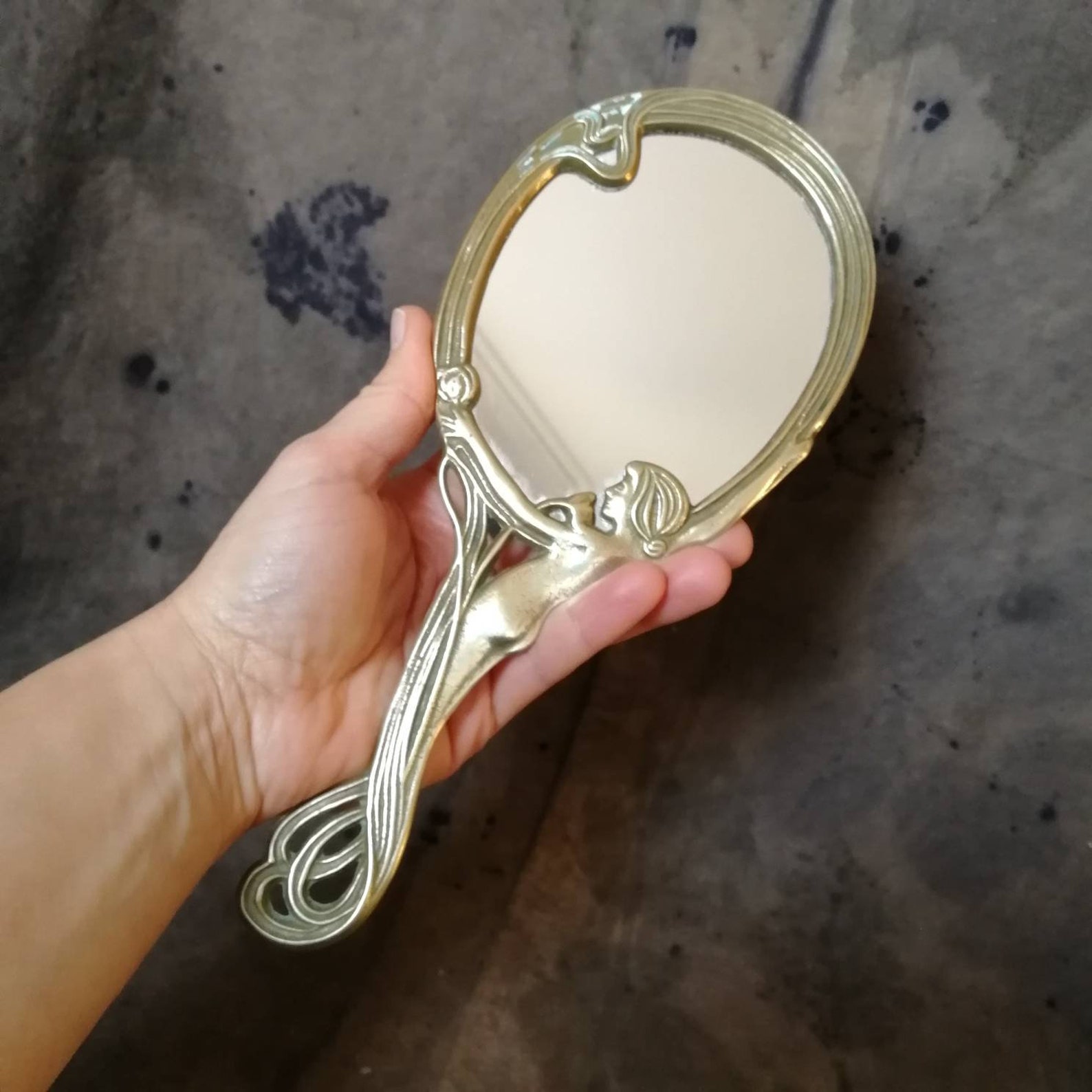 Art Nouveau Hand Mirror French Hand Mirror Brass Vanity Mirror | Etsy