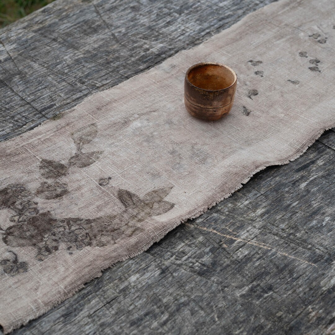 Linen Tea Runner Chabu Tea Ceremony Decor Plant Dyed Tea Mat Tea ...