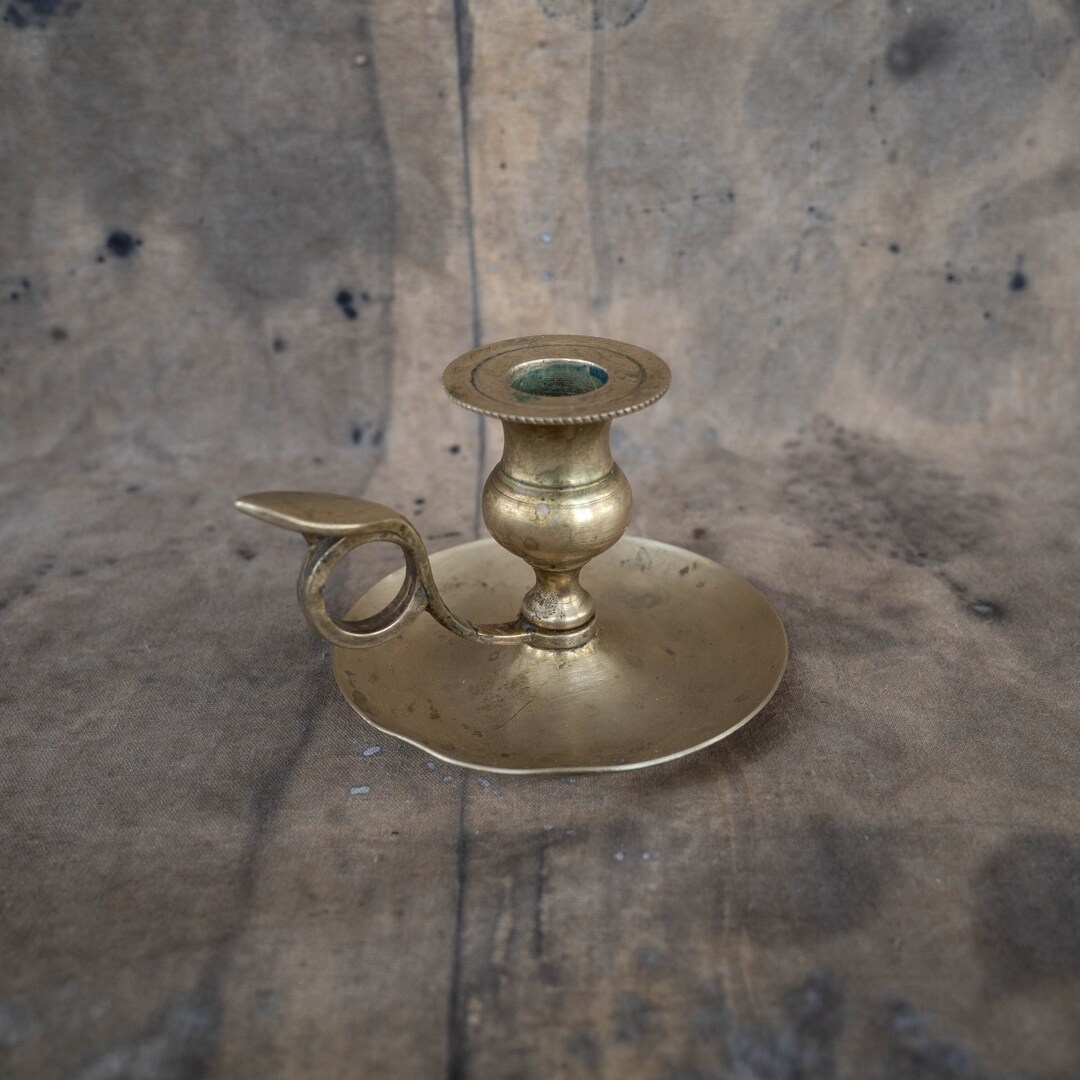 Brass Candle Holder With Handle Vintage Chamber Candlestick - Etsy