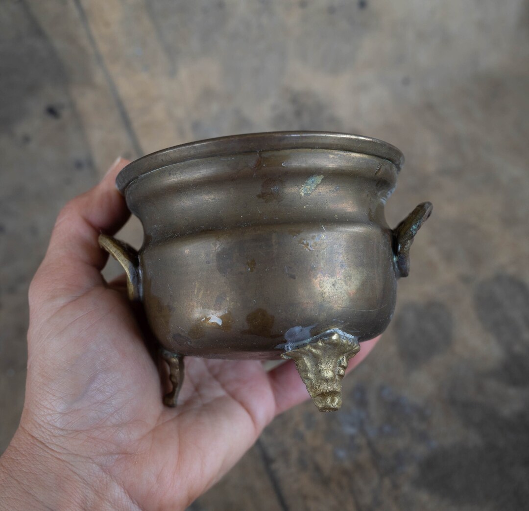 Witch Cauldron Vintage Footed Spell Pot Brass Offering Bowl Wiccan ...