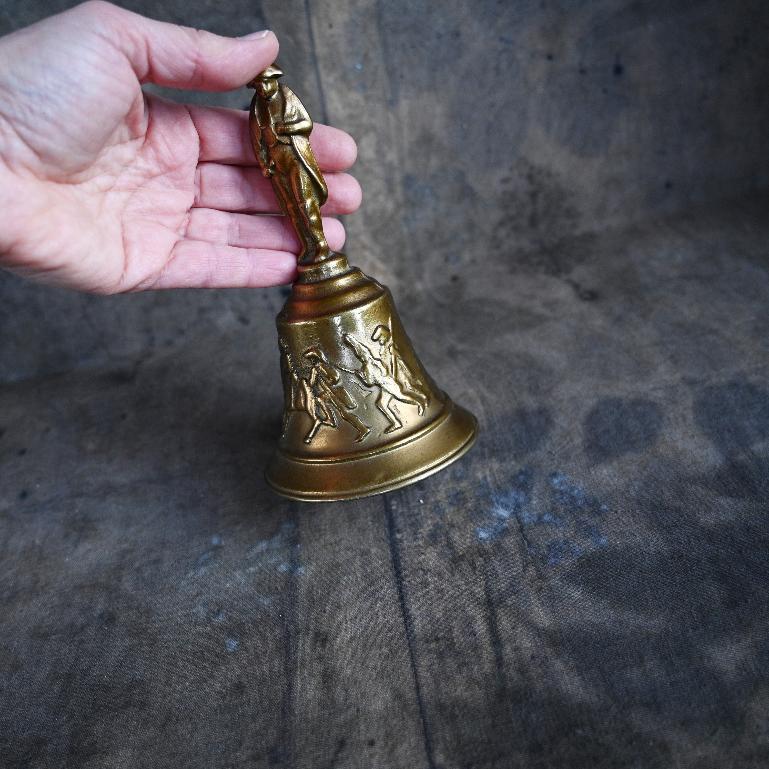 Altar Hand Bell Feather Brass Bell Gold Metal Bell - Etsy