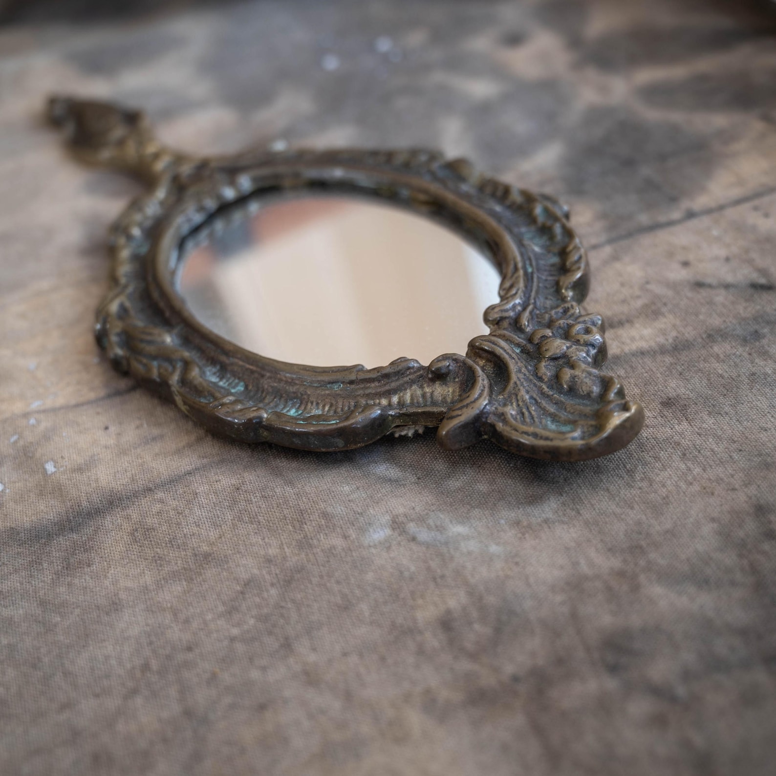 Victorian Hand Mirror With Handle Ornate Handheld Mirror Antique Brass ...