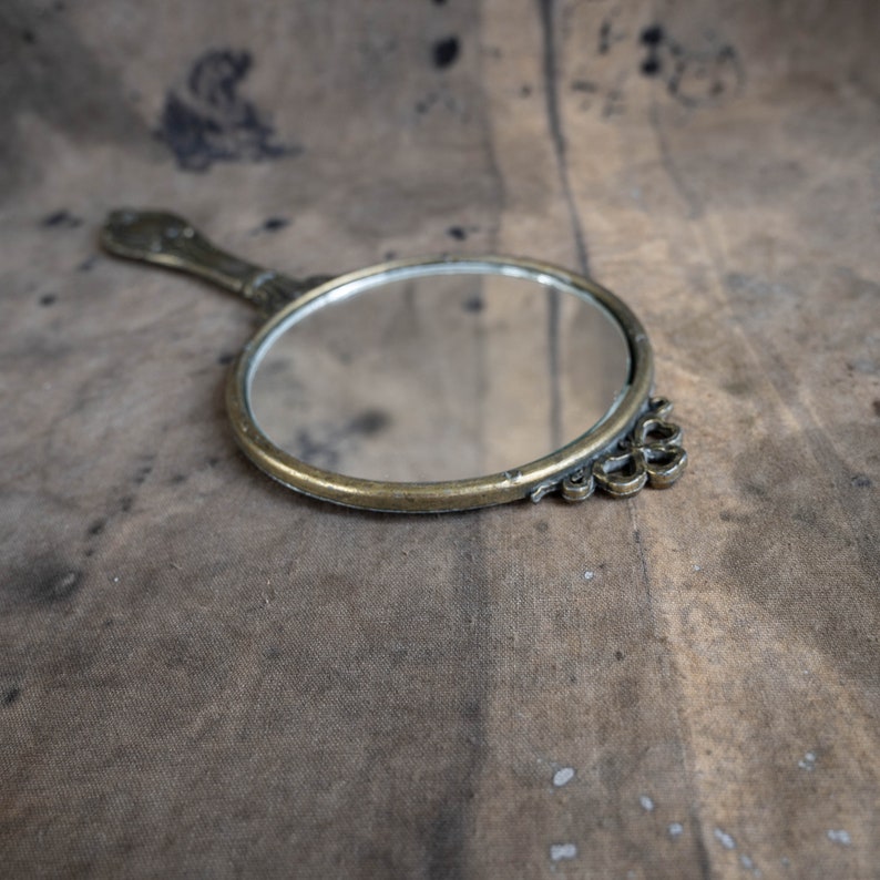 Vintage Brass Hand Mirror With Handle Gold Hand Held Mirror | Etsy
