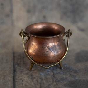Mini Copper Cauldron Vintage Witches Pot Small Incense Burner Tiny ...