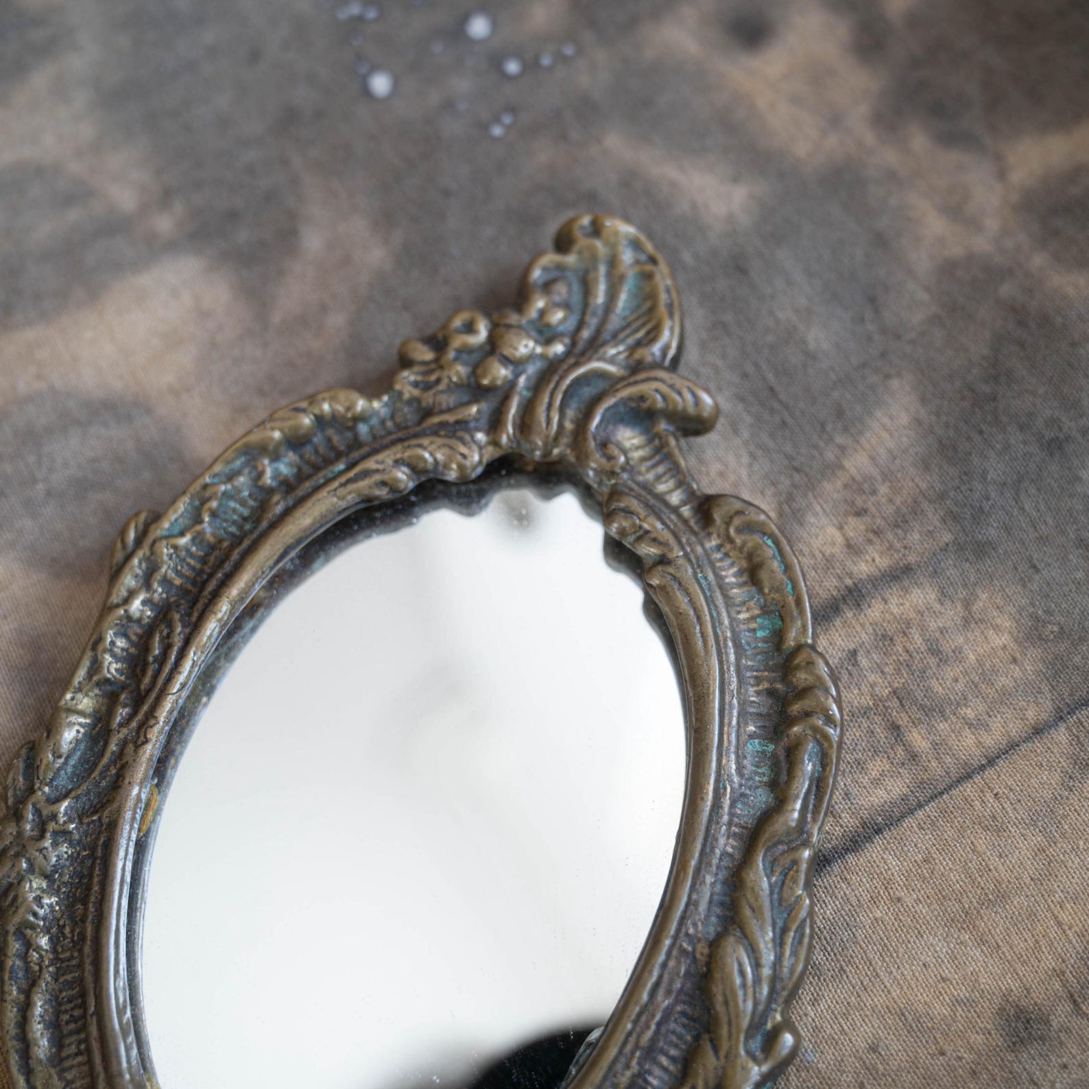 Victorian Hand Mirror With Handle Ornate Handheld Mirror Antique Brass ...