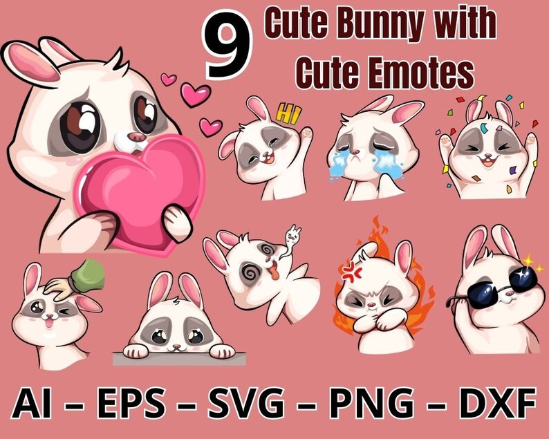 Unlock a World of Cuteness BUNNY EMOTES Set 8 Twitch Discord Youtube ...