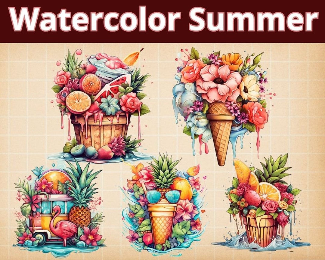 Summer Clipart Seasonal Clipart Instant Download Watercolor Summer ...