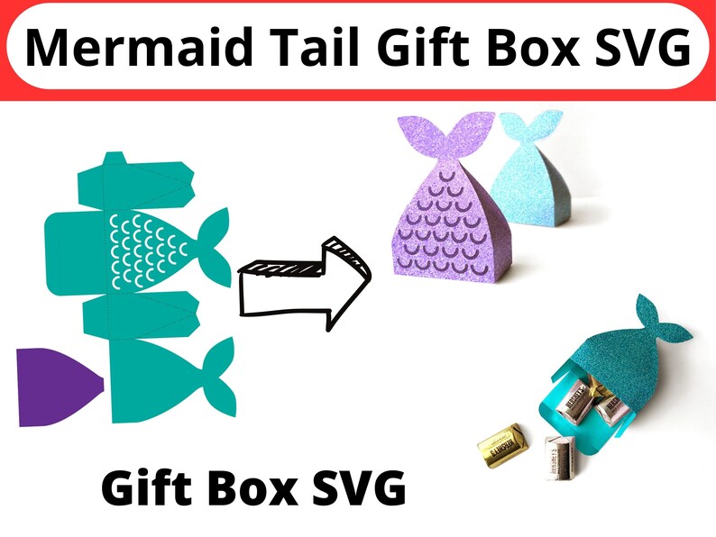 Mermaid Tail Gift Box Gift Box SVG Mermaid Gift Svg Exclusively for ...