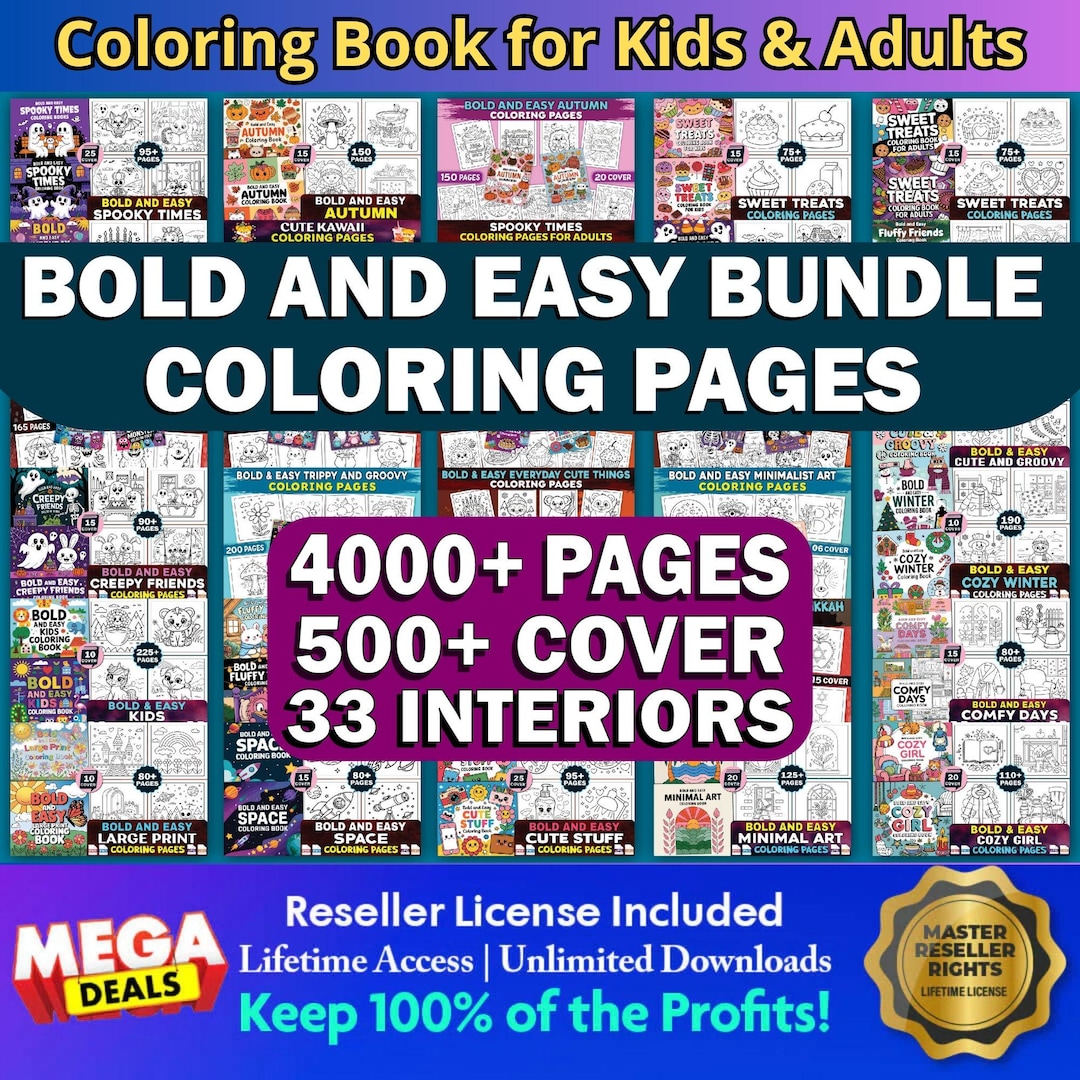 Bold and Easy Coloring Book for Kids & Adults | Fun Printable Coloring ...
