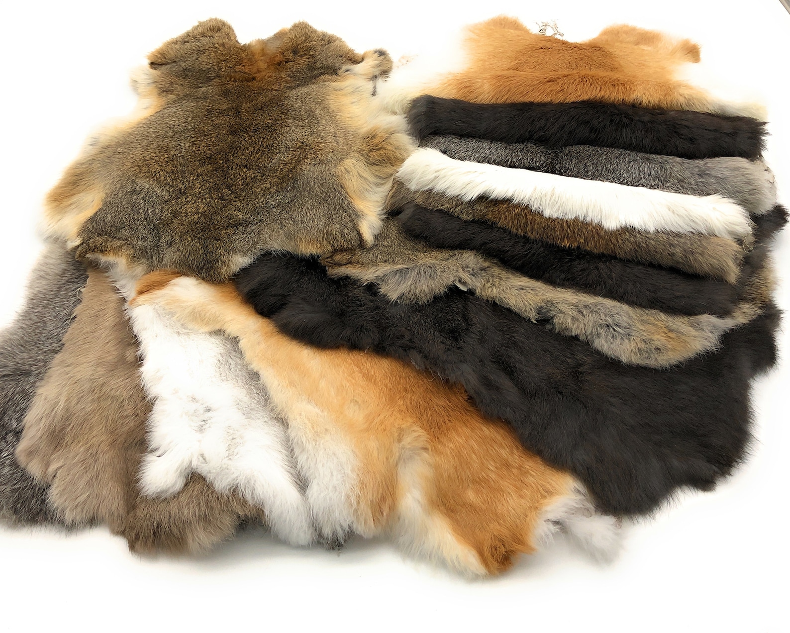 1 Pcs Natural Color Rabbit Fur Pelts Craft Grade Assorted - Etsy