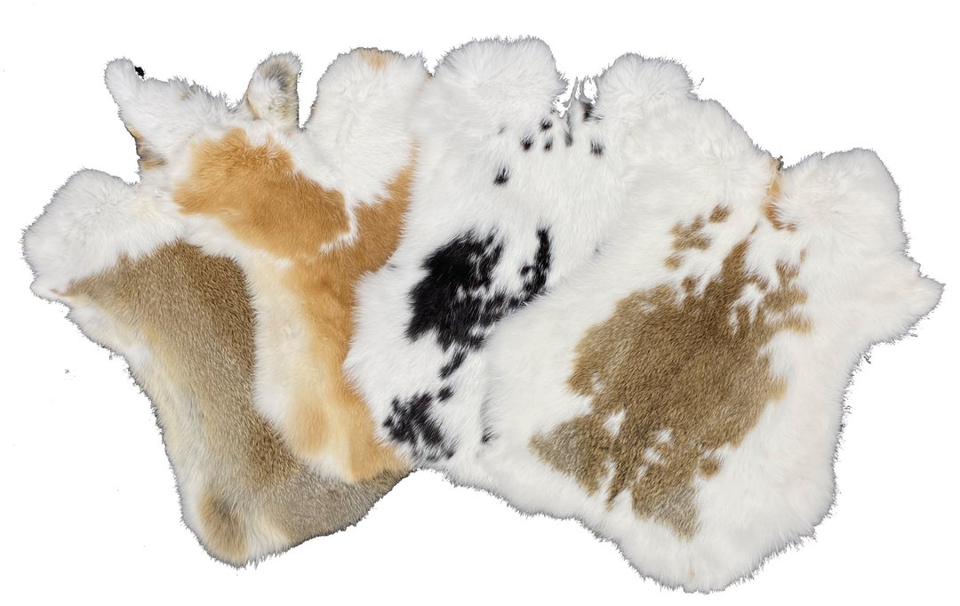 1 Pcs Spotted /mottled Color Rabbit Fur Pelts - Craft Grade Assorted ...