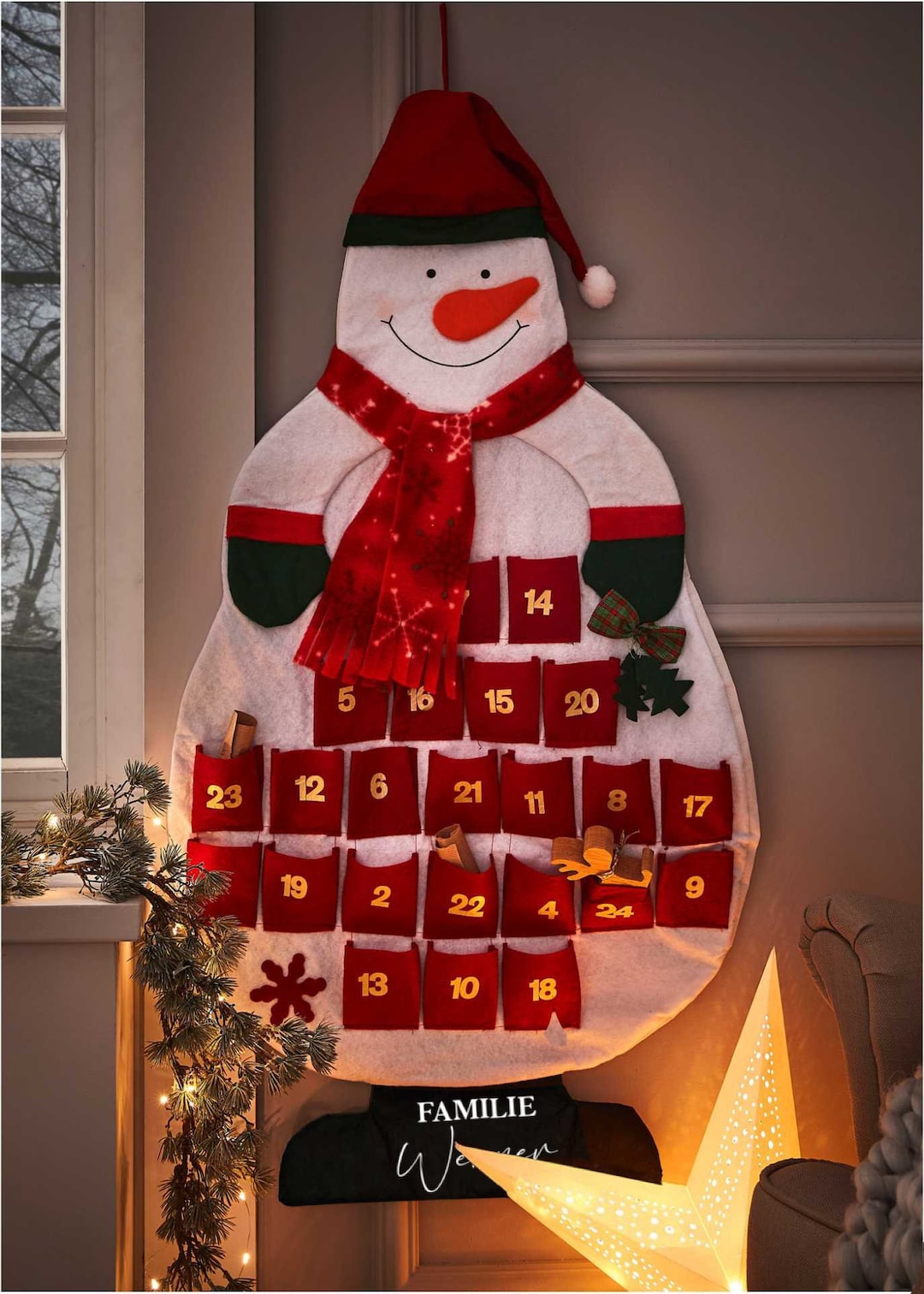 Advent Calendar With Snowman Design Personalized With Name or - Etsy