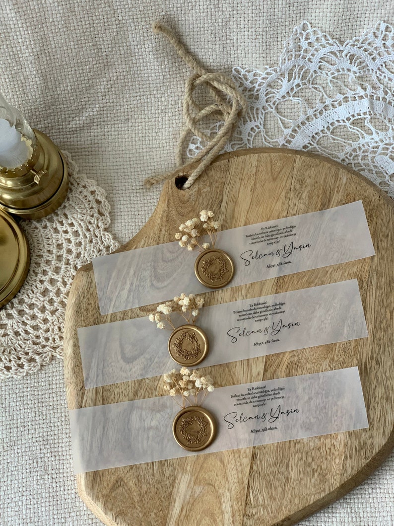 Banderole für Servietten transparent |dekoriert mit Schleierkraut ...