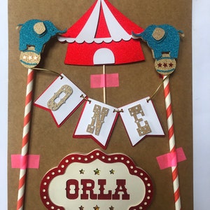 Circus Themed, Personalised Topper Set. - Etsy