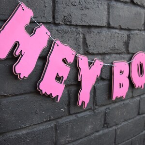 Pink and Black HEY BOO Halloween Banner/ Halloween Decoration/ Pink ...