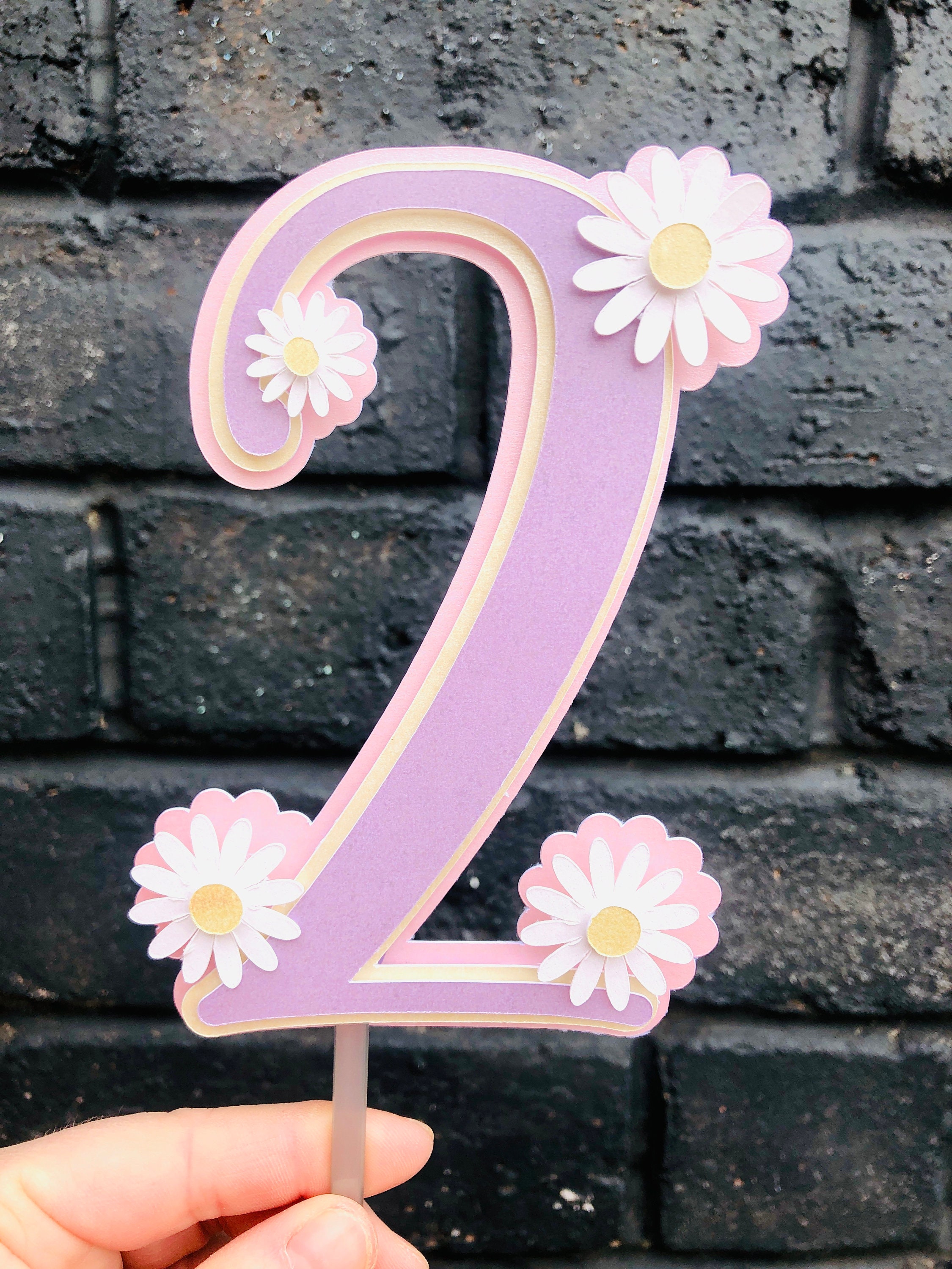 Daisy Number Cake Topper and Name Charm Set. - Etsy