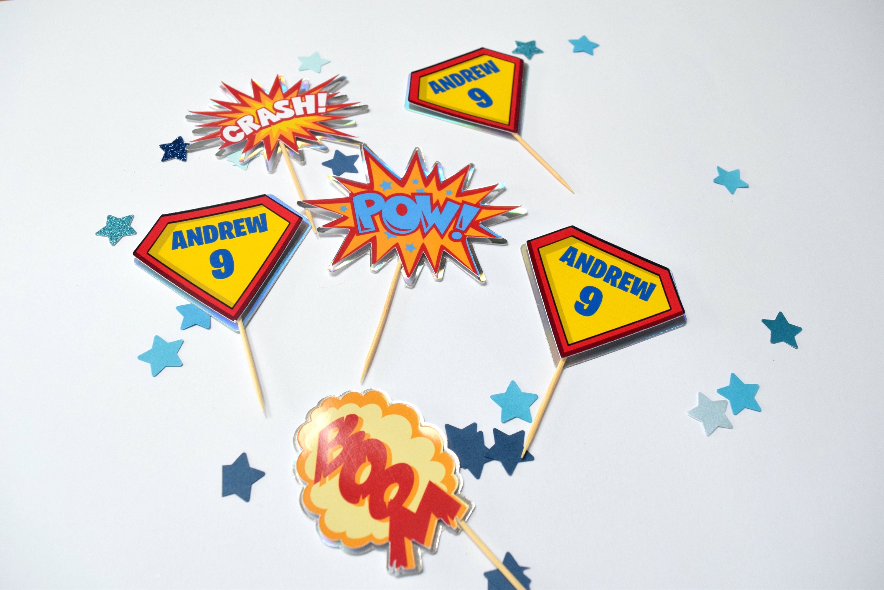 Personalised Superhero Cupcake Toppers/ Superhero Party Decor - Etsy