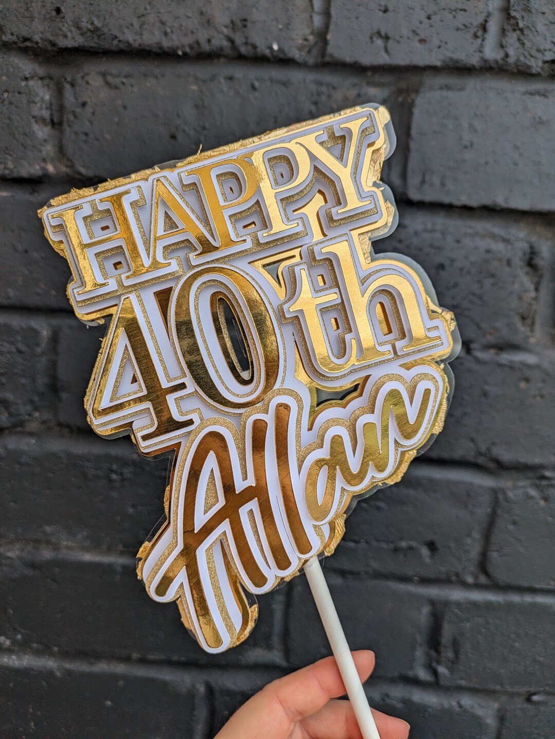 White and Gold Multi Layer Cake Topper. - Etsy