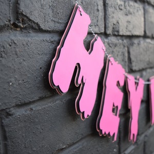 Pink and Black HEY BOO Halloween Banner/ Halloween Decoration/ Pink ...
