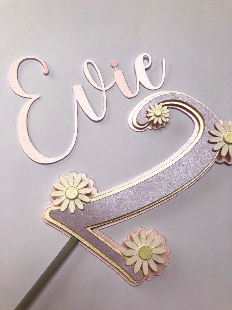 Daisy Number Cake Topper and Name Charm Set. - Etsy