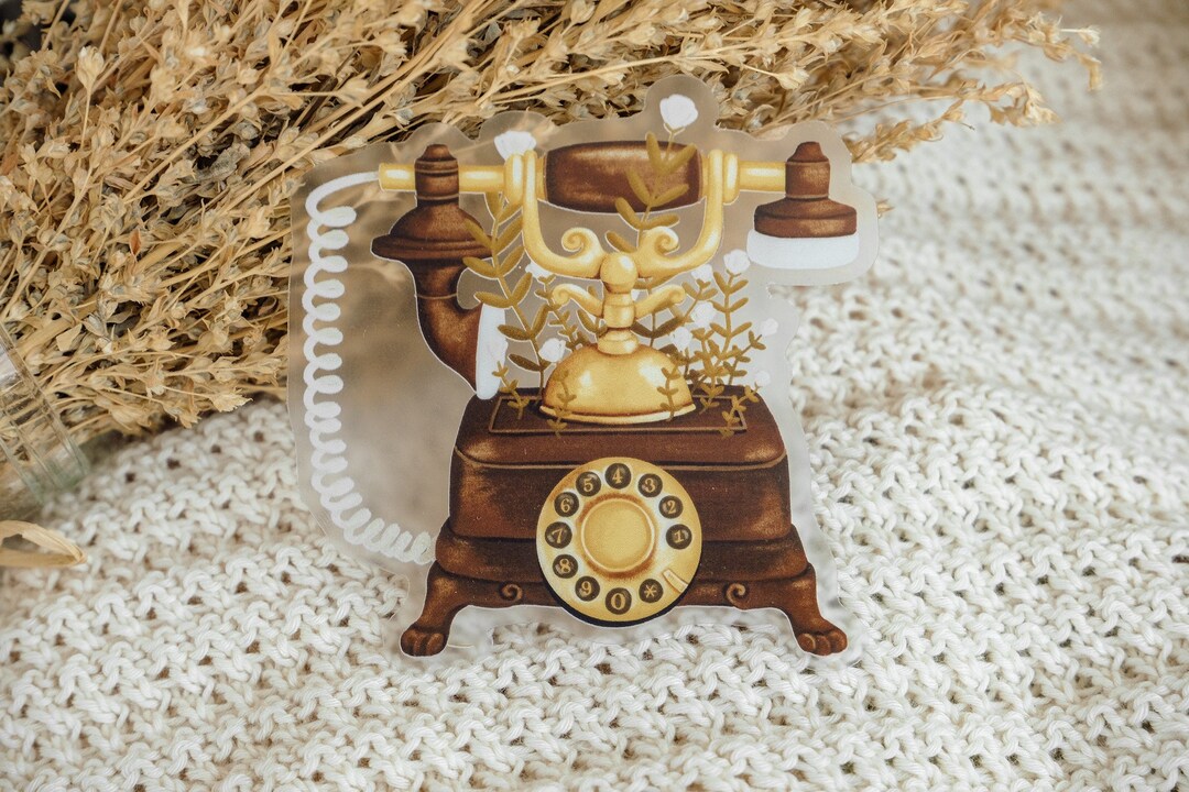 Vintage Corded Phone Sticker | Vintage Collection | Vinyl, Clear, Matte ...