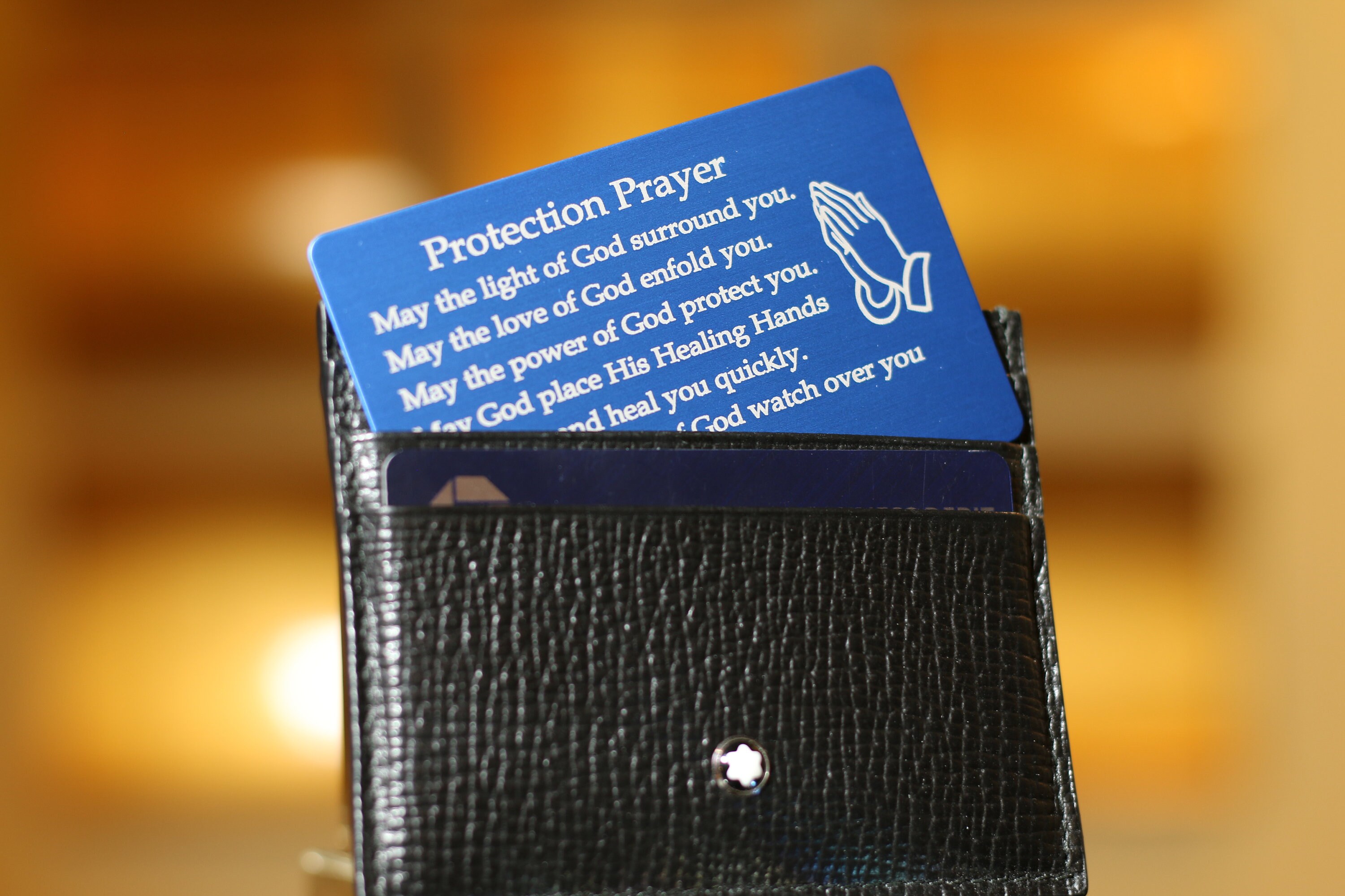 Protection Prayer Aluminum Wallet Card - Red, Green, Blue, Black, Gold ...