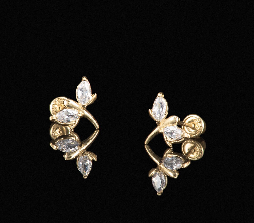 14k Gold Dragon Fly Screw Back Earrings,dragon Fly Earrings, Cute ...