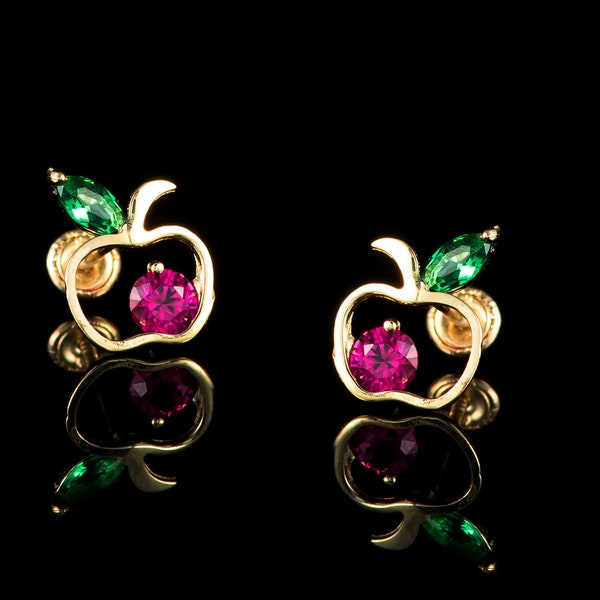 Gold Apple Earrings - Etsy