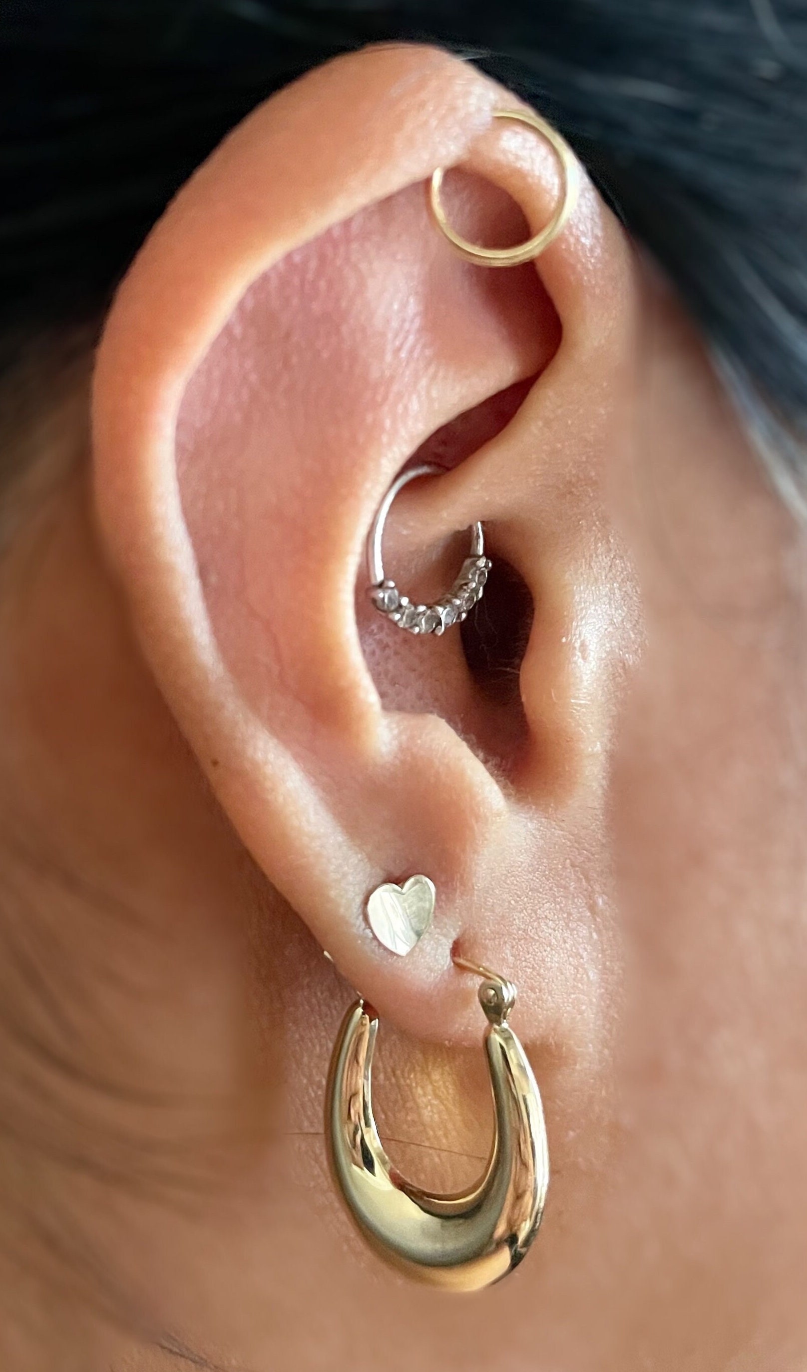 14k Gold Plain Tapered Hoops, 14k Gold Tapered Shrimp Hoops, Gold ...