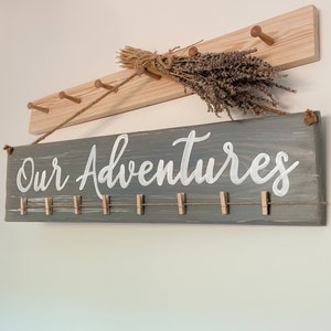 Our Adventures Photo Display Board, Photo Hanging Board, Personalised ...