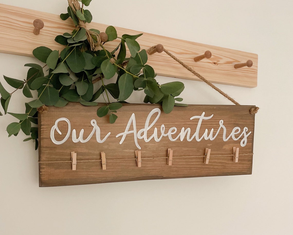 Our Adventures Photo Display Board Photo Hanging Board - Etsy UK