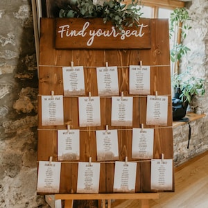 Wooden Wedding Table Plan (portrait), Find Your Seat Table Plan, Rustic ...