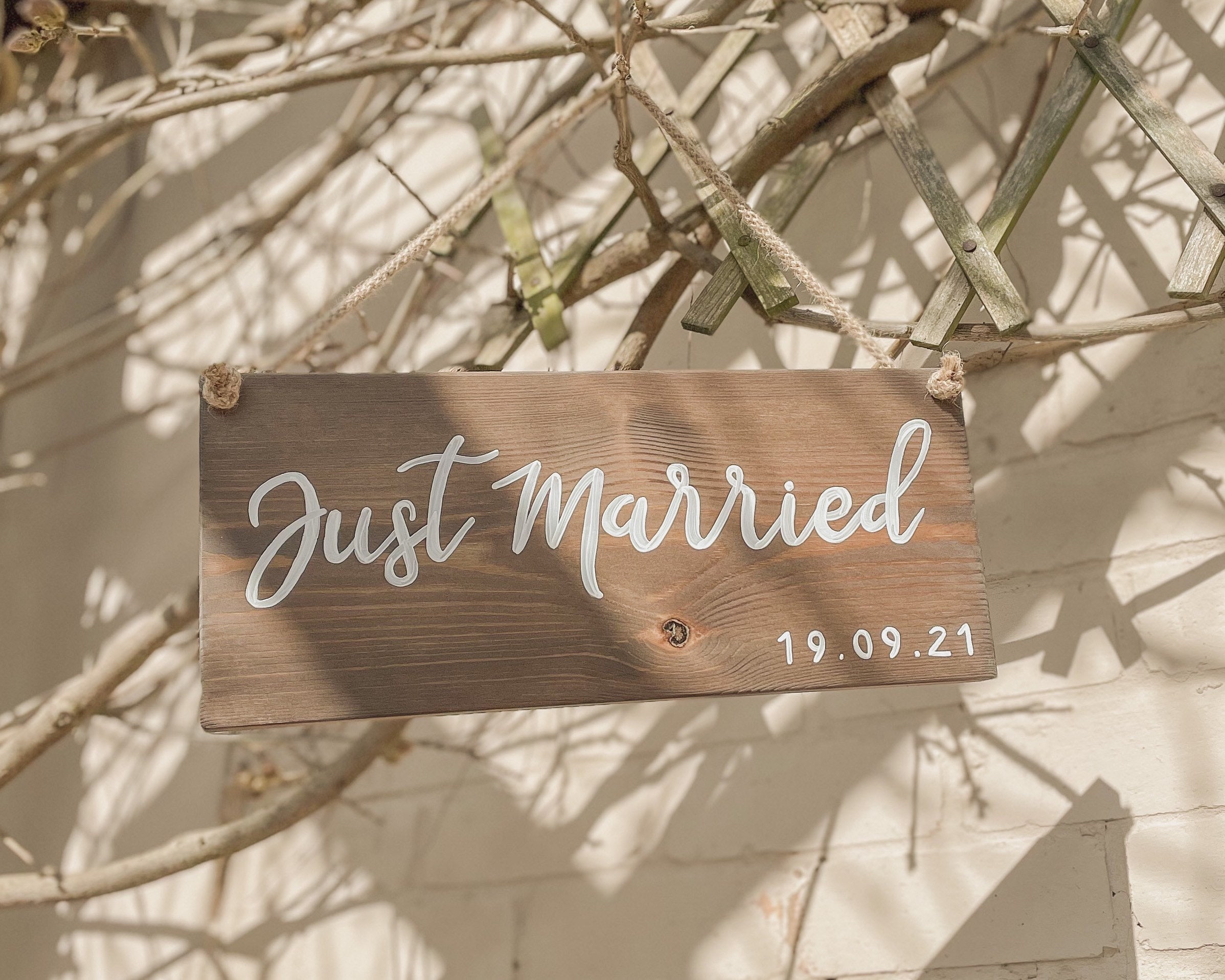 Just Married Wooden Sign Just Married Hanging Sign Just - Etsy UK