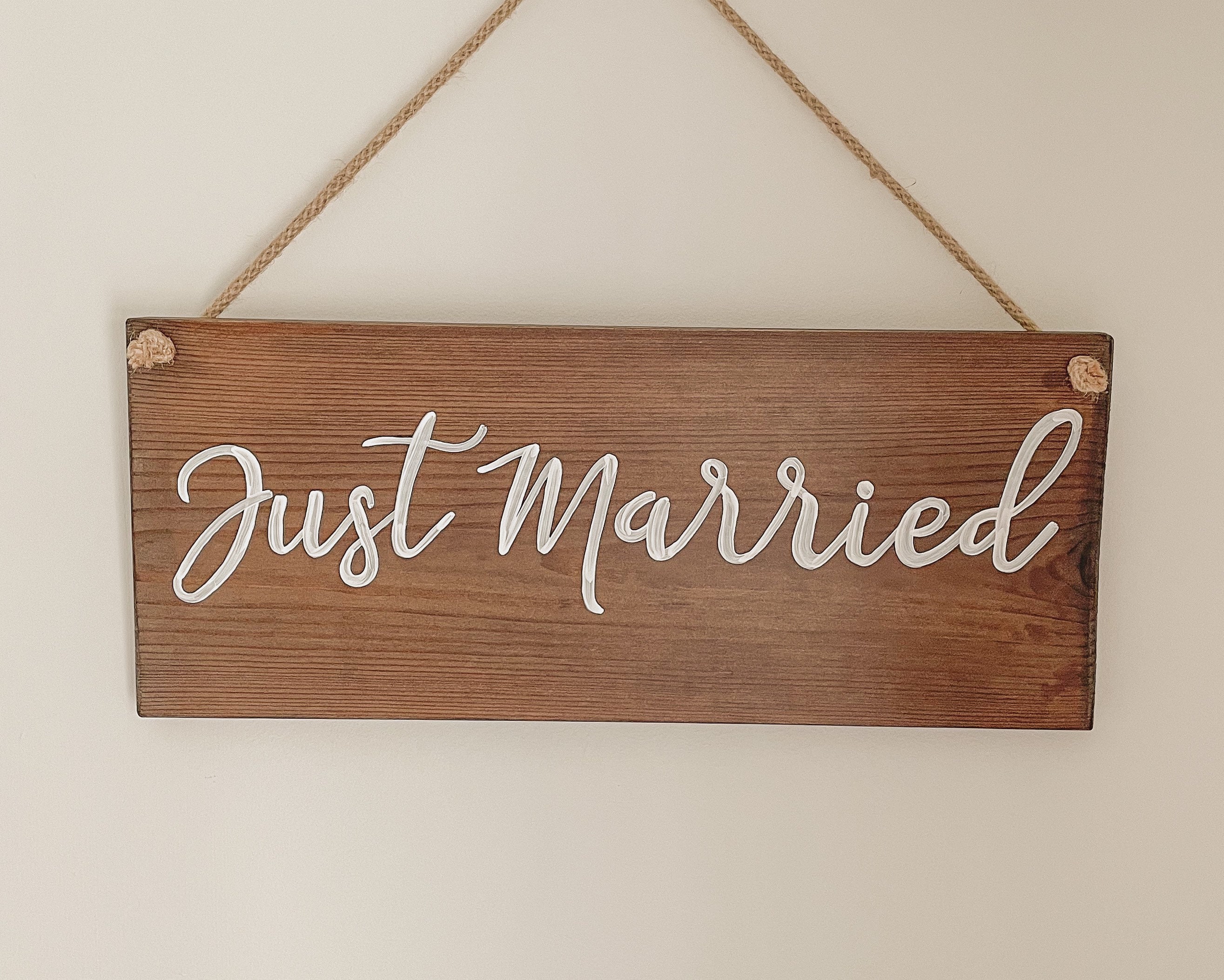 Just Married Wooden Sign Just Married Hanging Sign Just | Etsy