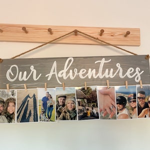 Our Adventures Photo Display Board, Photo Hanging Board, Personalised ...