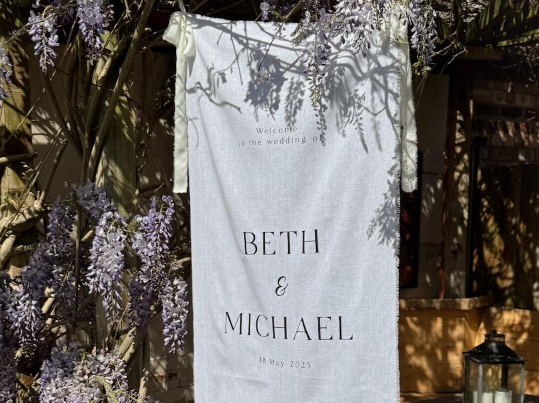 Personalised Fabric Linen Wedding Sign, Linen Sign, Fabric Welcome Sign ...