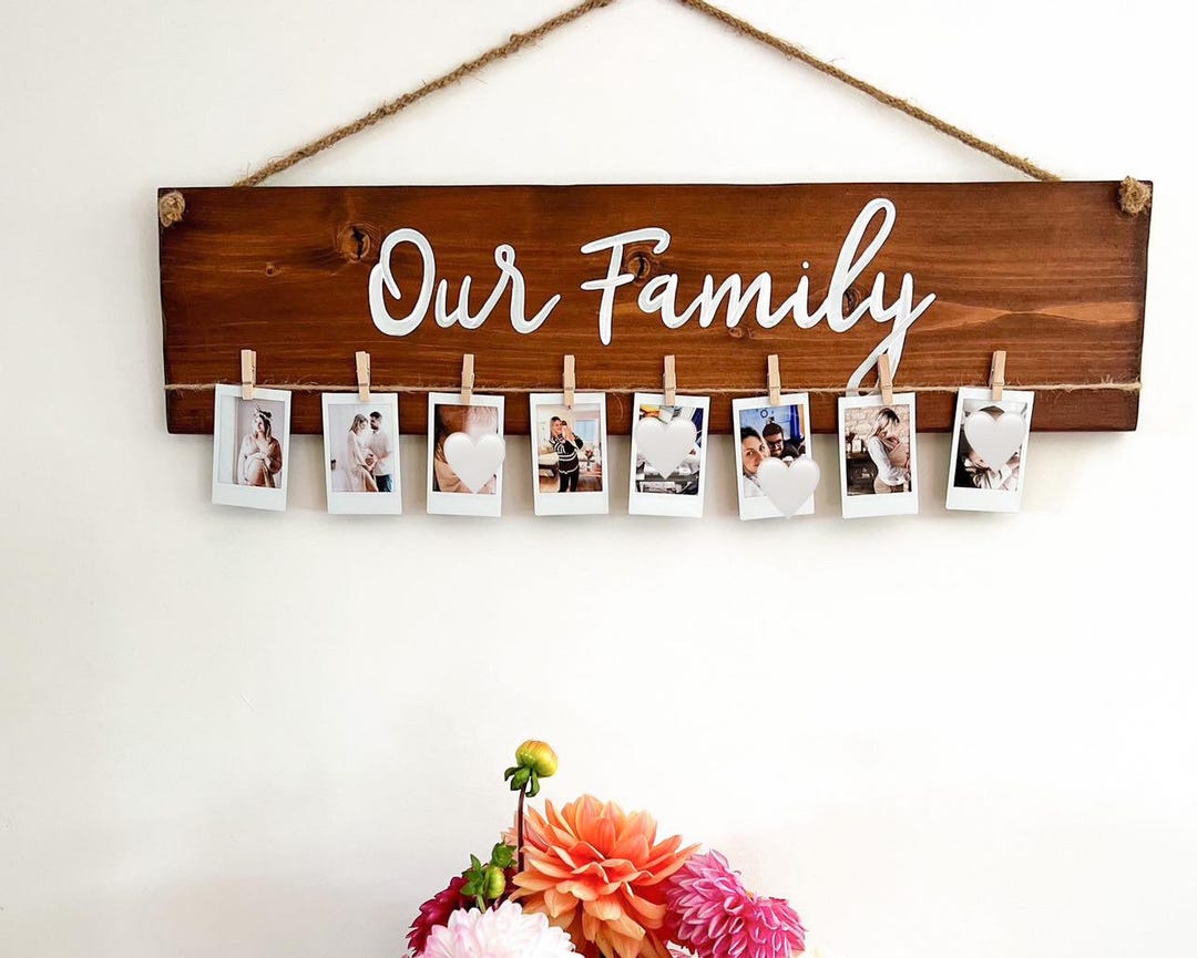 Our Family Photo Display Board, Family Photo Hanging Board ...