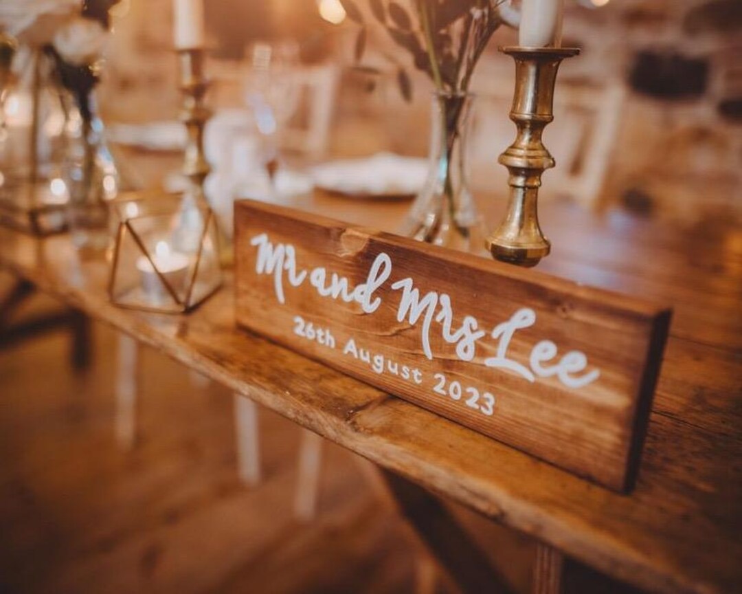Wooden Top Table Sign, Wedding Top Table Plaque, Wedding Table Decor ...