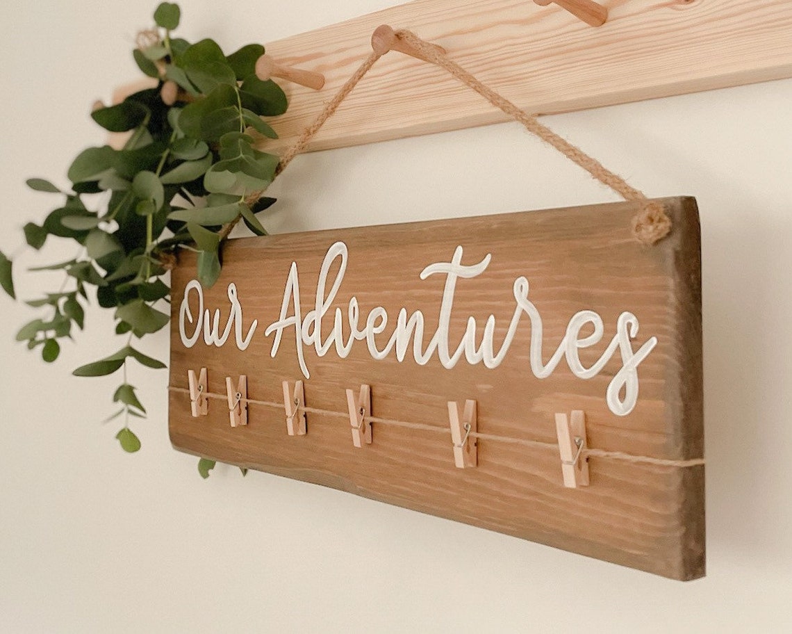 Our Adventures Photo Display Board Photo Hanging Board - Etsy UK