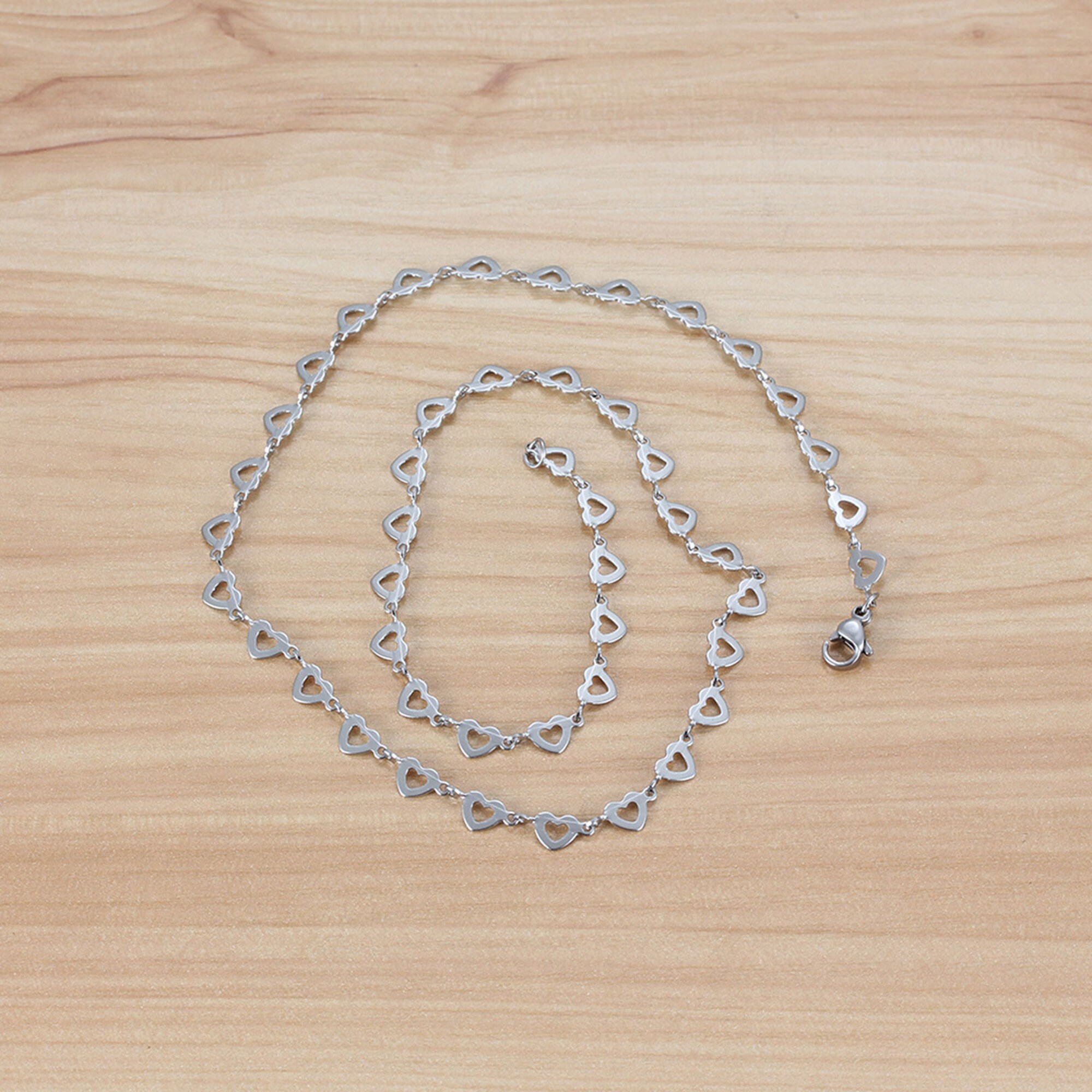 6 to 35 Inch Stainless Steel Heart Shaped Chains Link Necklace | Etsy