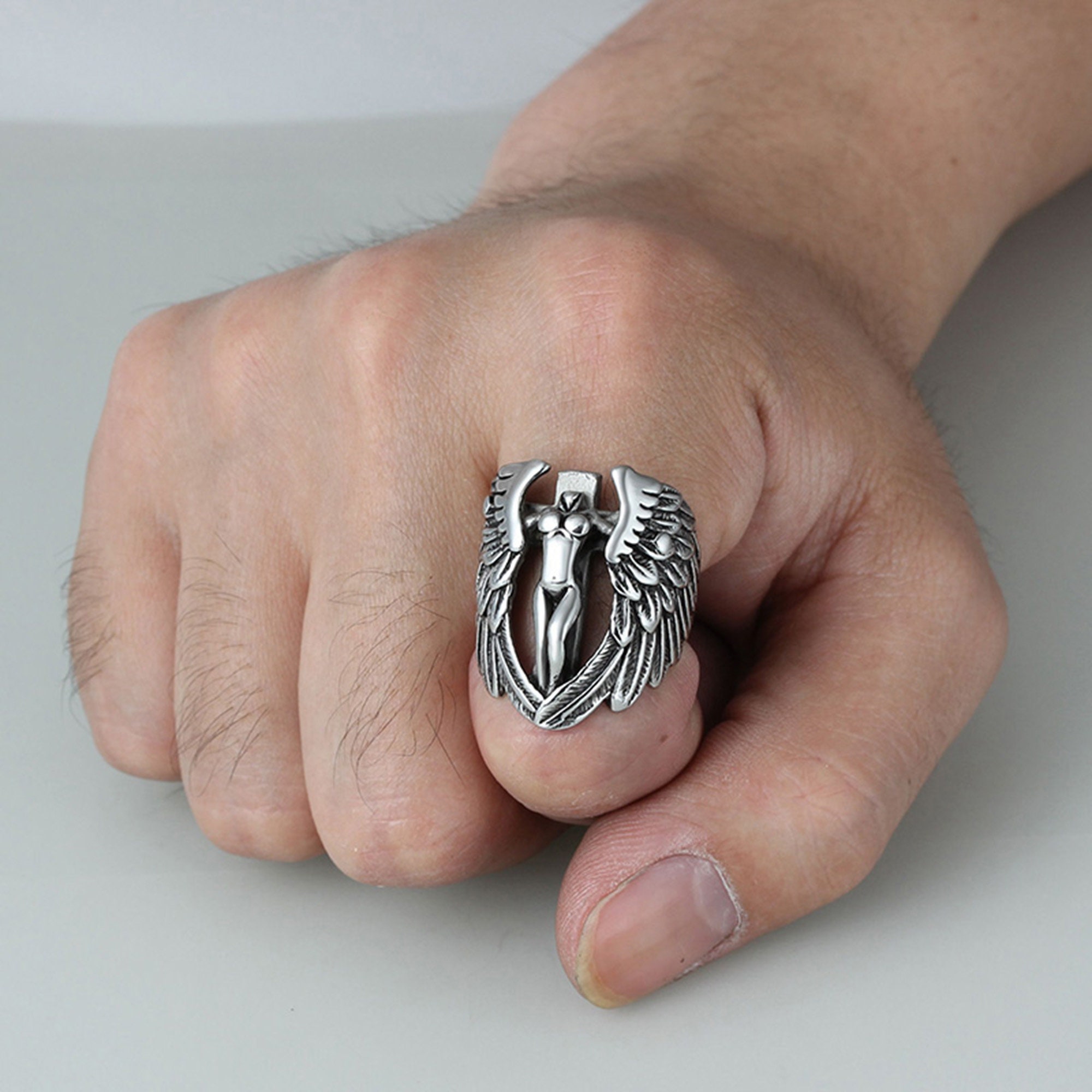 Men's Steel Ringsstainless Steel Angel Ringstitanium - Etsy