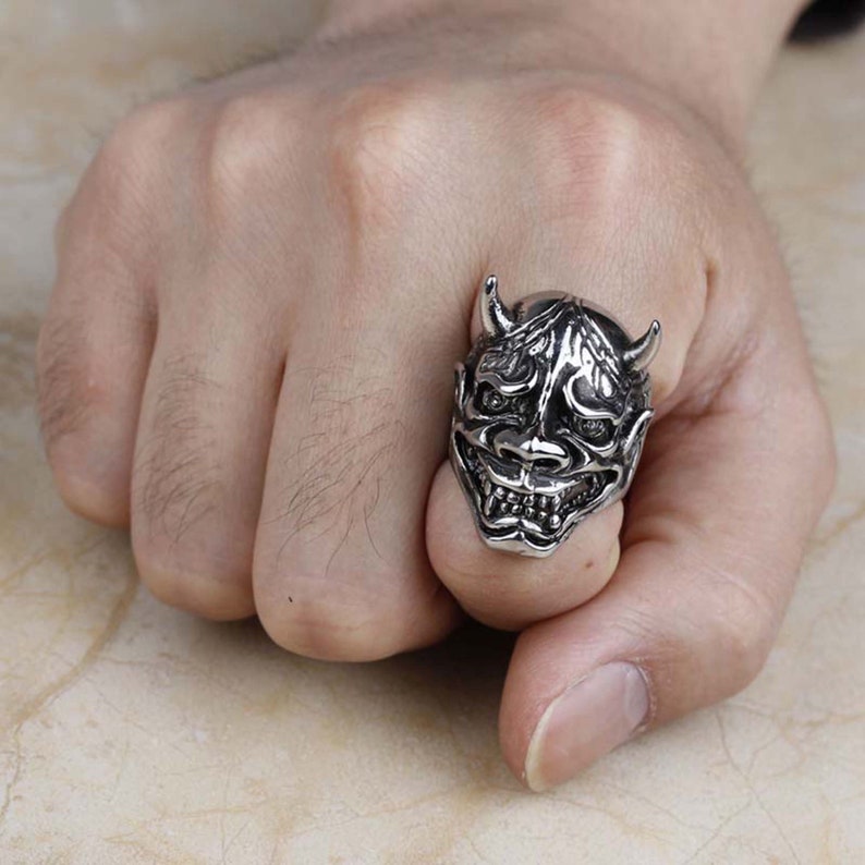 Stainless Steel Biker Rings for Men Boyhalloween Ringsdevil - Etsy