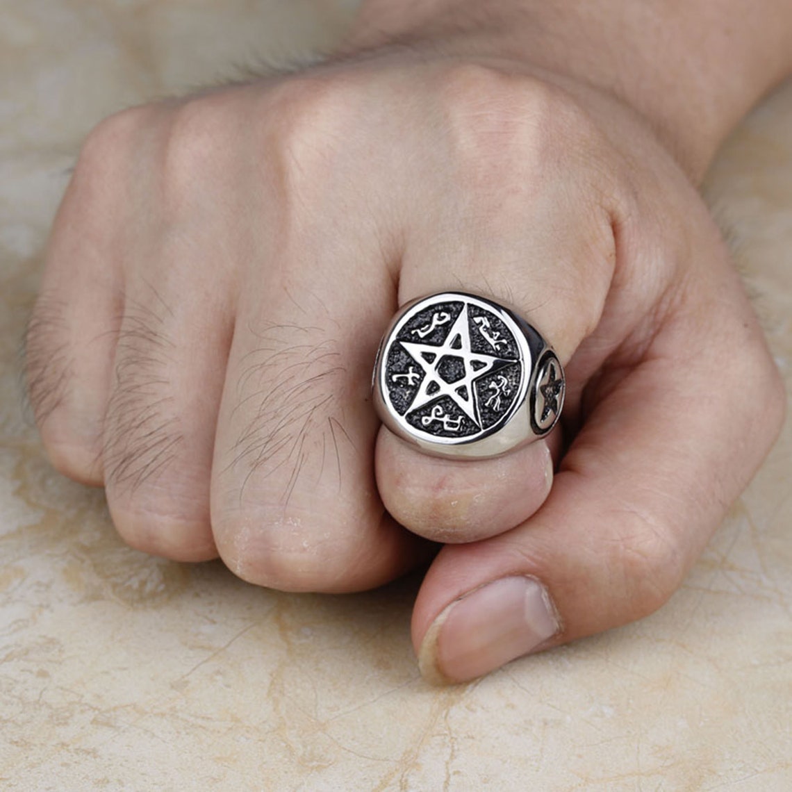 Men's Pentagram RingsStainless Steel Rings For Men | Etsy