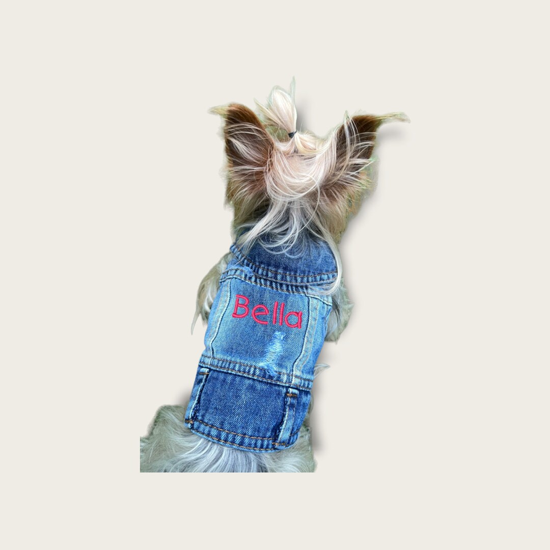 CUSTOM Denim Dog Jacket | Embroidered Dog Denim Jacket | Dog Jean ...