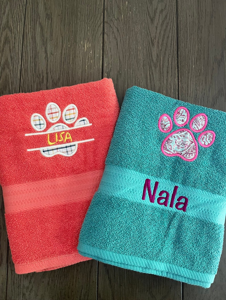 Personalized Dog Paw Towel: Custom Embroidered Pet Name, Soft Cotton - Etsy